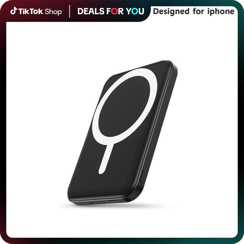 Ultra-thin Podoru for MagSafe 5000mAh Power Bank, Compact Magnetic Battery Pack Fast Wireless ...
