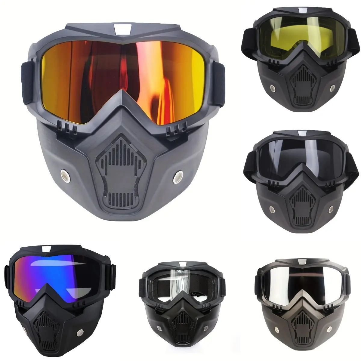 Unisex Detachable Impact-Resistant Skull Face Mask, UV400 Anti-Wind ...