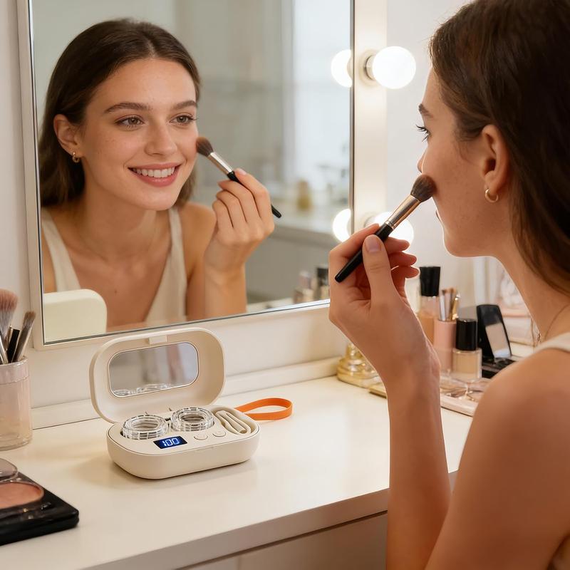 Contact Lens Case Kit with Mirror Durable Ultrasonic Cleaner for Gym ...