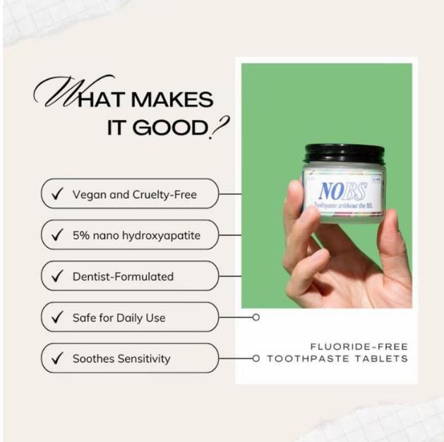 NOBS Toothpaste Tablets - Nano Hydroxyapatite, Fluoride Free, Plastic ...