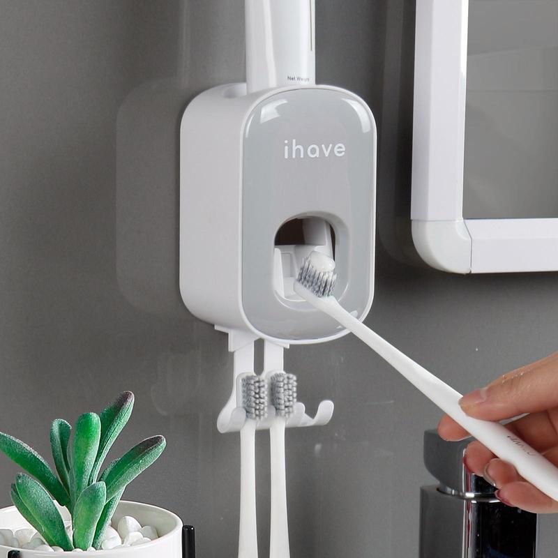 1 Piece 2 In 1 Toothbrush Holder & Toothpaste Dispenser, Wall Mounted ...