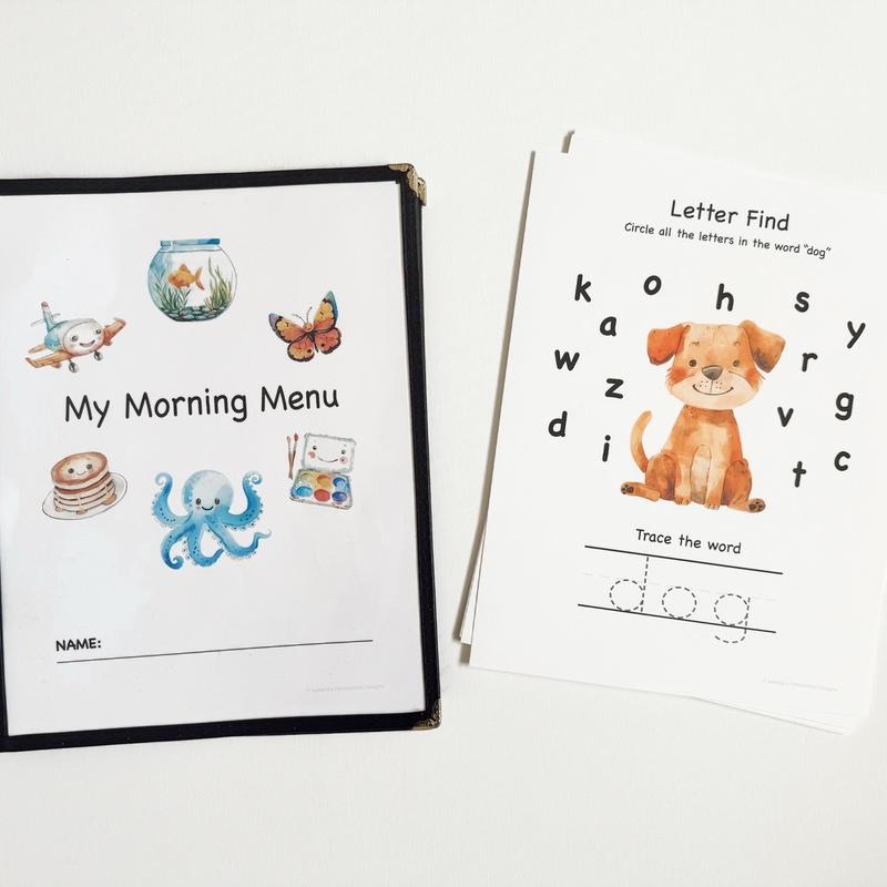 Toddler Morning Menu with 22 Activity Pages| Toddler Busy Book|Toddler ...