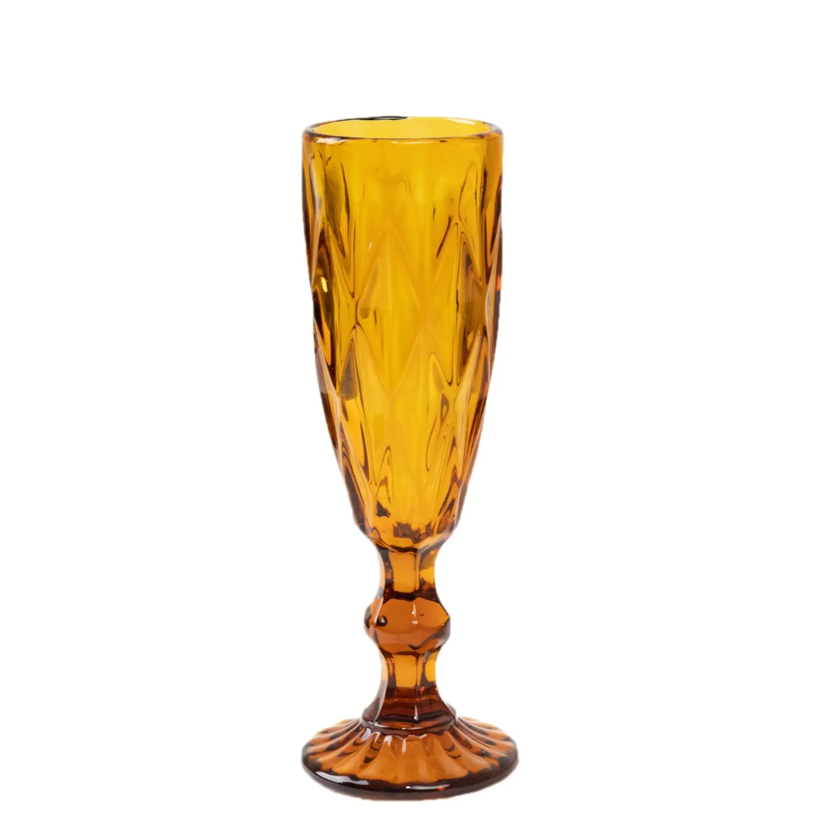 6-Pack Crystal Cut Champagne Flute Glasses 6oz Textured Design ...