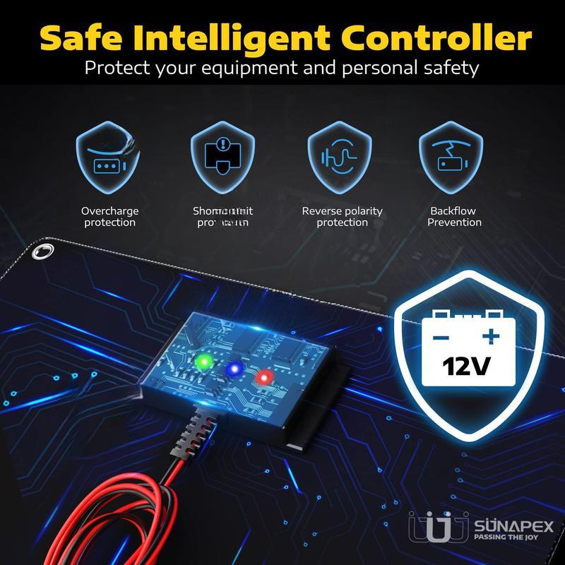 Solar Battery Charger Maintainer, 5W 18V Portable Waterproof Solar ...