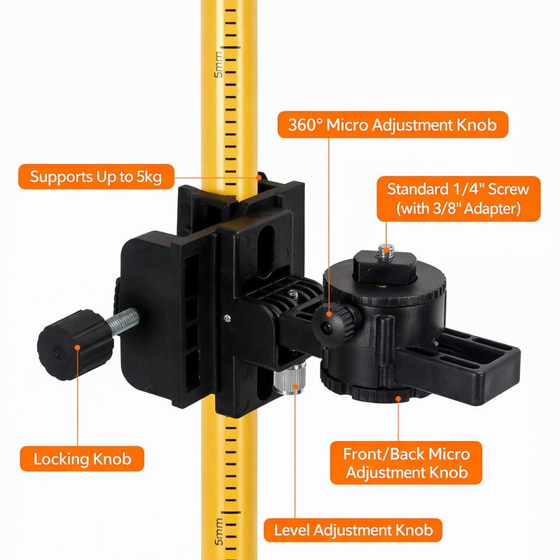 SnapFixMate 11.81 FT./3.6M Professional Laser Level Pole with Tripod ...