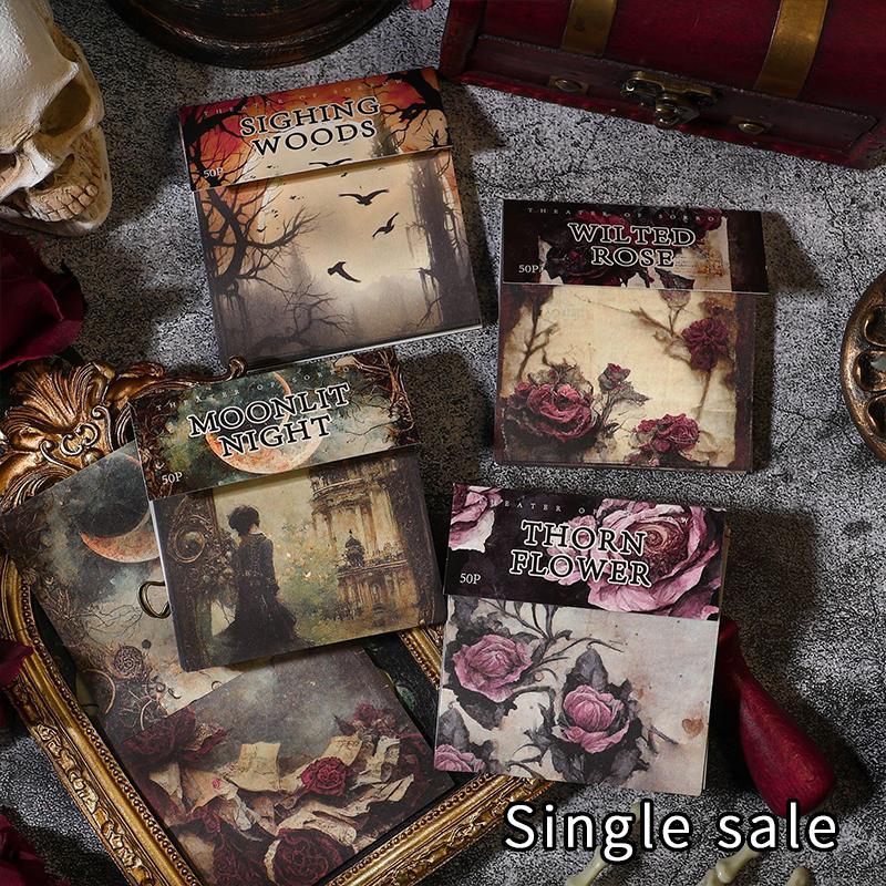 Random Vintage Flower & Moon Pattern Decorative Paper, 50pcs/set Retro ...