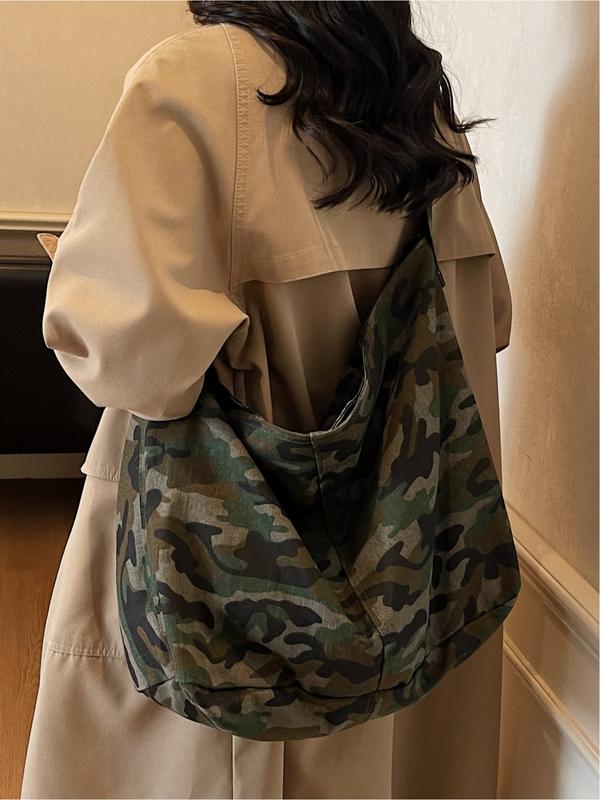 Camouflage canvas tote bag, trendy leopard print crossbody bag, unisex ...