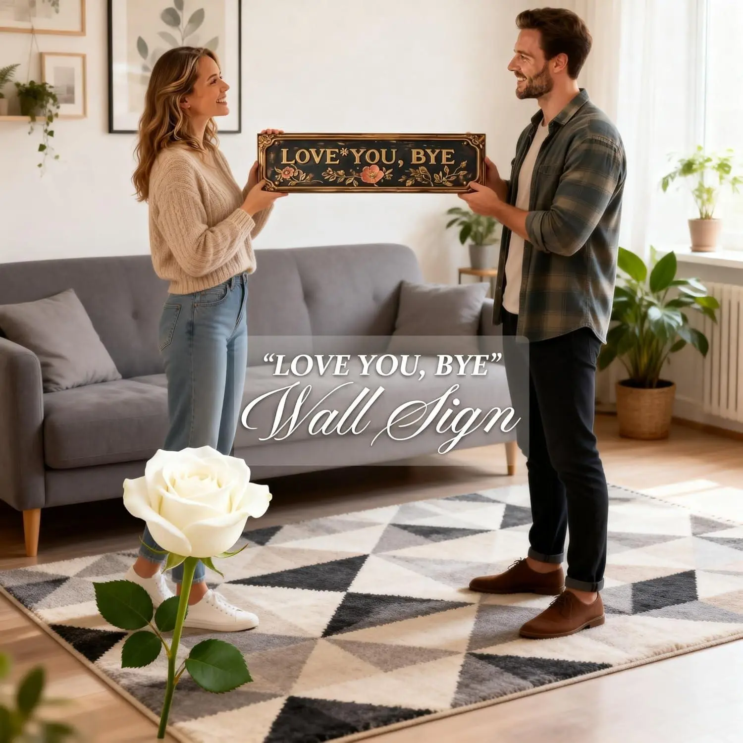 Rustic Wall Sign, Hangable Metal Art, Love You Bye Wall Decor Sign ...