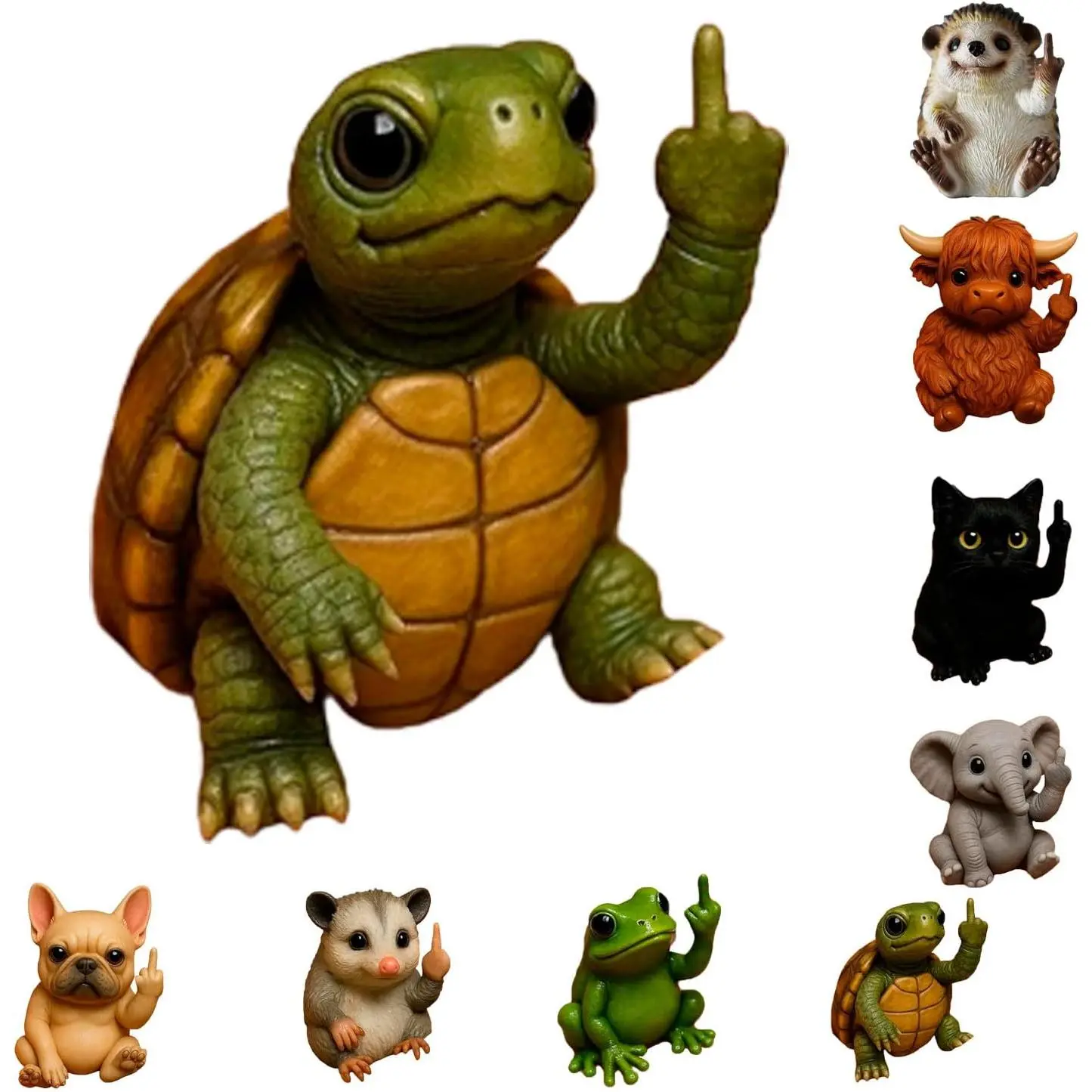 Fun Mini Middle Finger Animal Statue,Resin Middle Finger Animals Decor ...