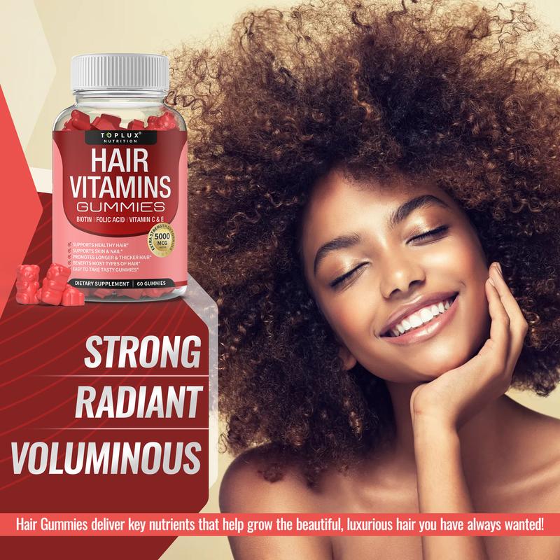 Hair Vitamins Biotin Gummies (5000 mg) Supplement for Hair, Skin ...
