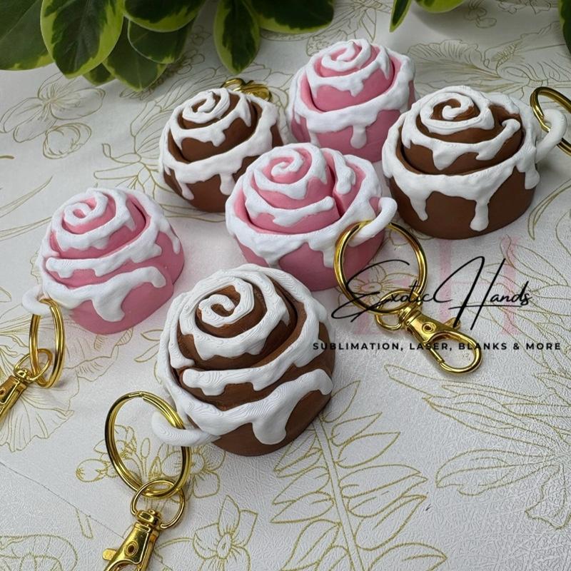 Cinnamon Roll Fidget Keychain Clicker Stress Relief Toy - Casual Design ...