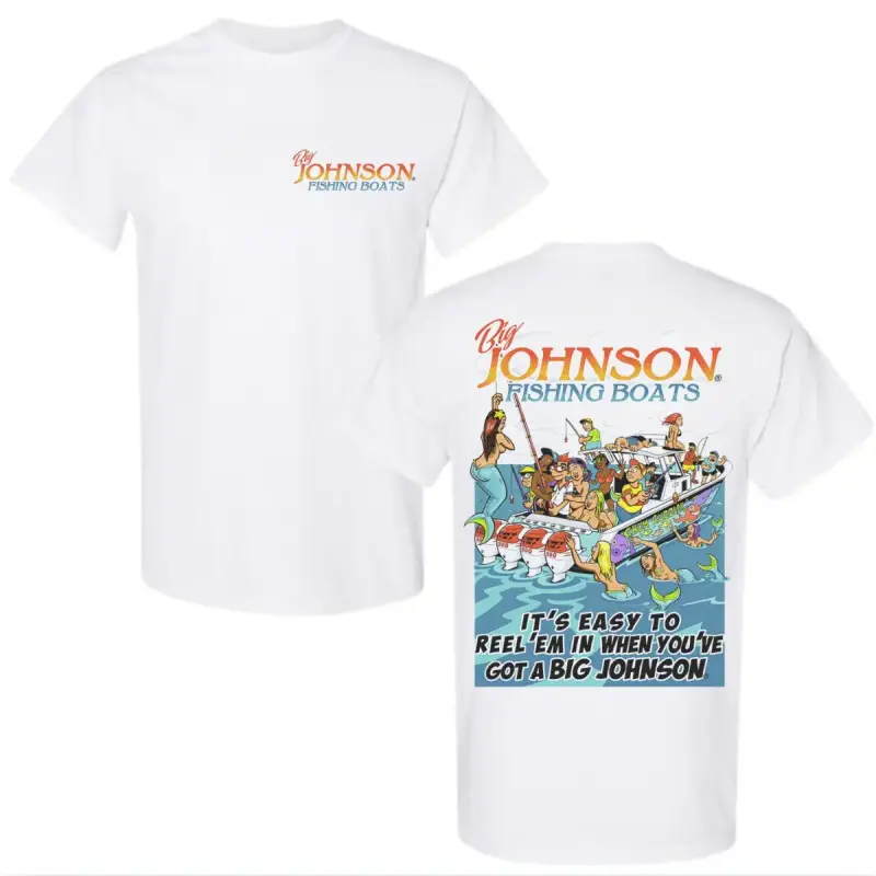 Big Johnson Fishing Boats Graphic T-Shirt – Vintage Funny Fishing Tee ...