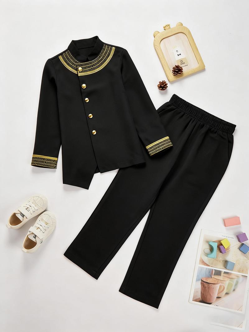 Traditional African Boys' Cultural Clothing 2-Piece Set Dashiki Long ...