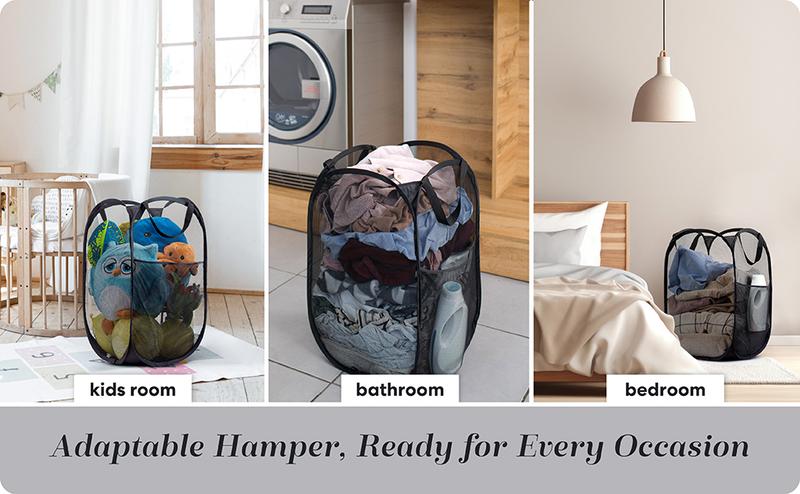LMMake Mesh Pop Up Laundry Hamper with Durable Handles Portable ...