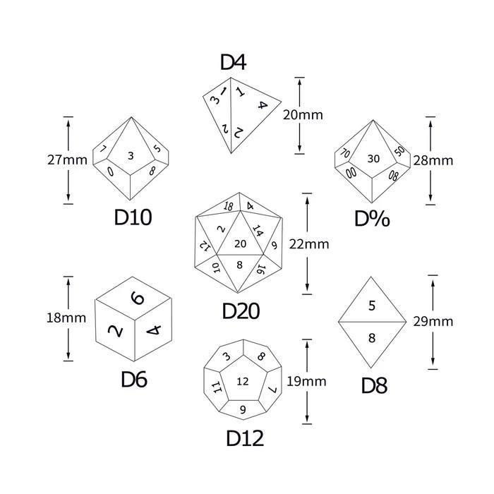 Multi-sided Dice Spiked Metal DND Dice Set Black Nickel Red & Black ...