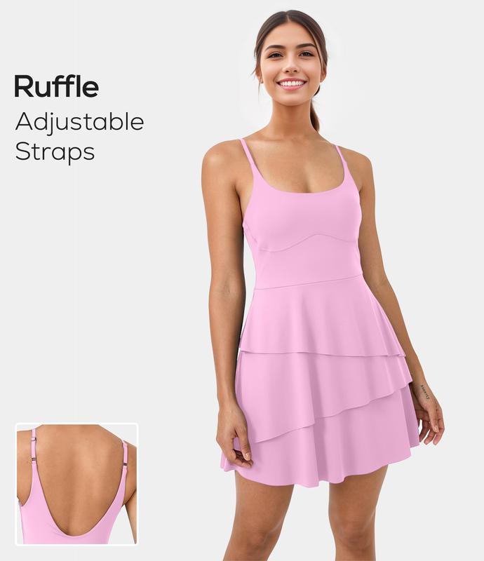 Halara Softlyzero Airy Backless Tiered Ruffle 2-in-1 Pocket Cool ...