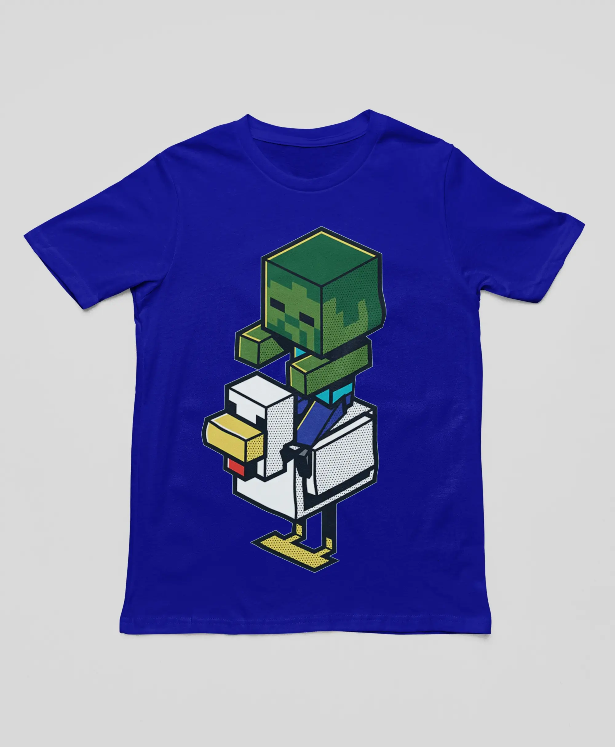 Minecraft Jolly Mobs Chicken Jockey Tee, Funny Creeper Pixel Art Shirt ...