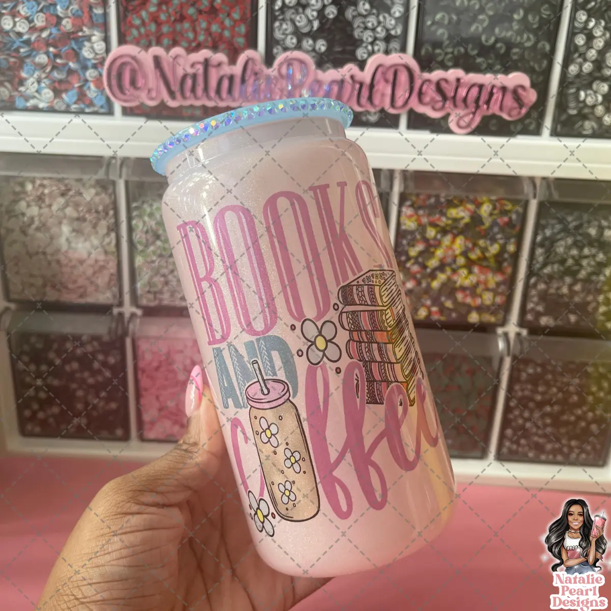 Books and Coffee Glass Can - TikTok Shop