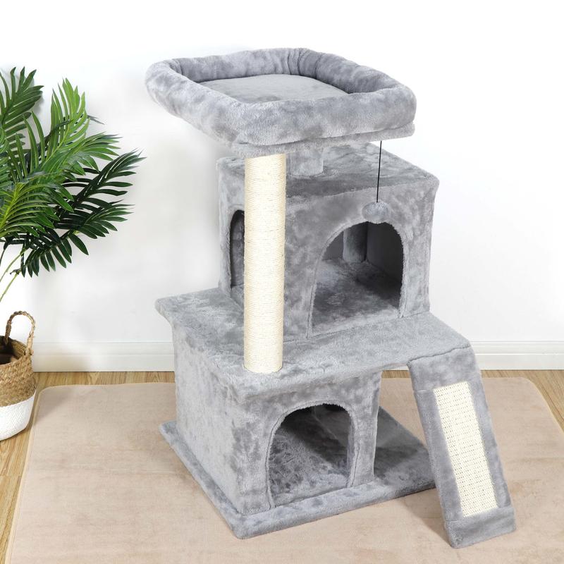 Pet Republic 33.5''H Small Cat Tree Condo Soft Cat Tower W/Scratching ...