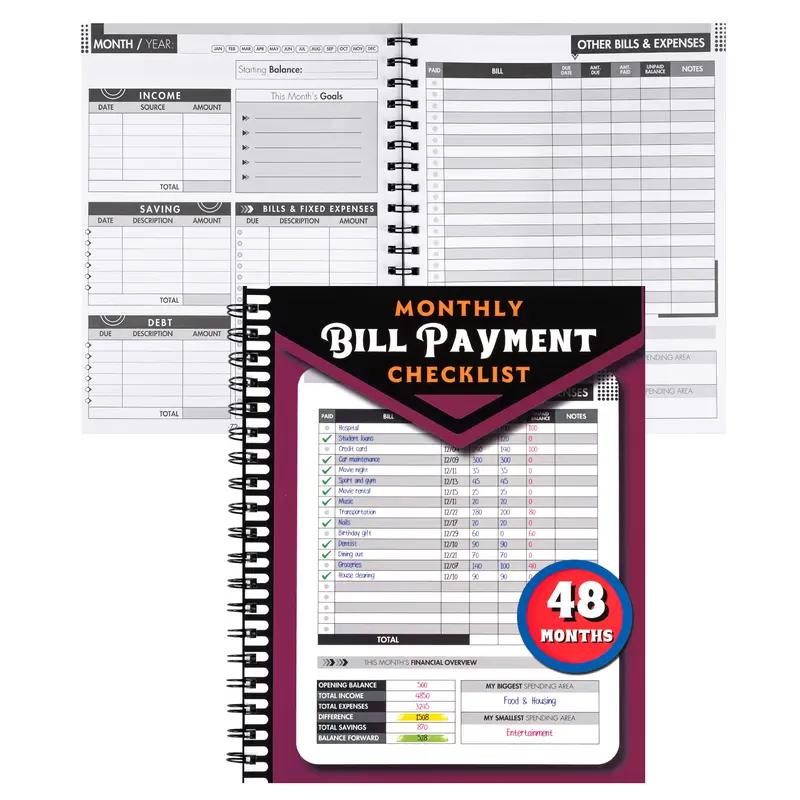 Bill Payment Tracker - Paperback 960 Records for 4 Years, Bank Account ...
