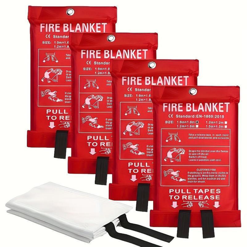 Fire Blanket 4 Counts Fireproof Heat-resistant Fiberglass with Pull ...