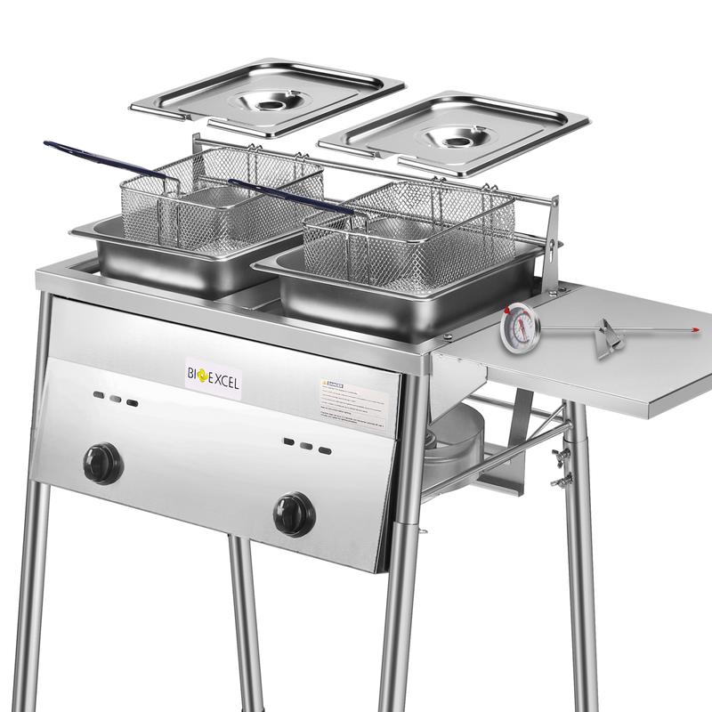 Bioexcel CSA Approved Outdoor propane Deep Fryer with 2 Stainless Steel ...