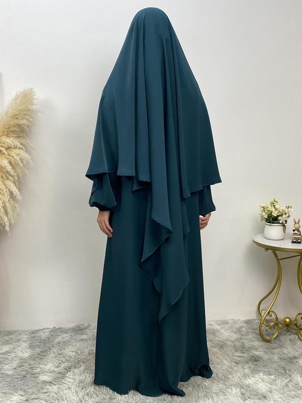 Women's Solid Color Khimar, Modest Fashion Long Sleeve Khimar for Daily ...