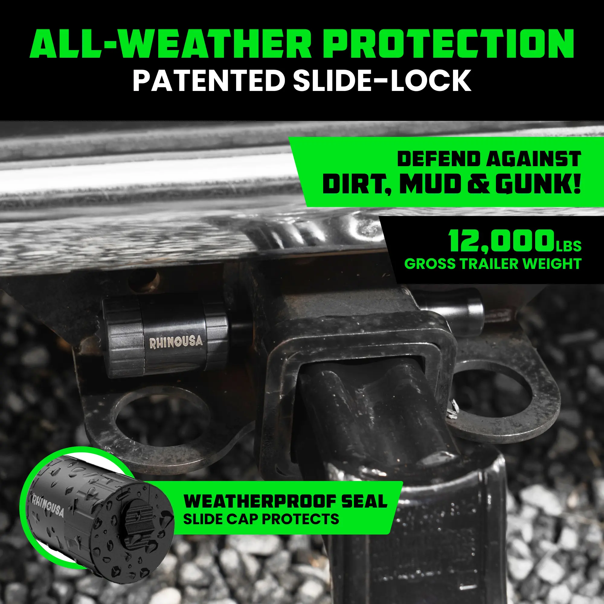 Rhino USA Trailer Hitch Pin (2 Inch) Patented 5/8" Locking Receiver ...
