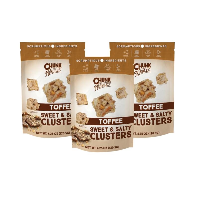 Chunk Nibbles Toffee Snack Clusters | 3 Pack | 4.25oz Bags | Sweet ...