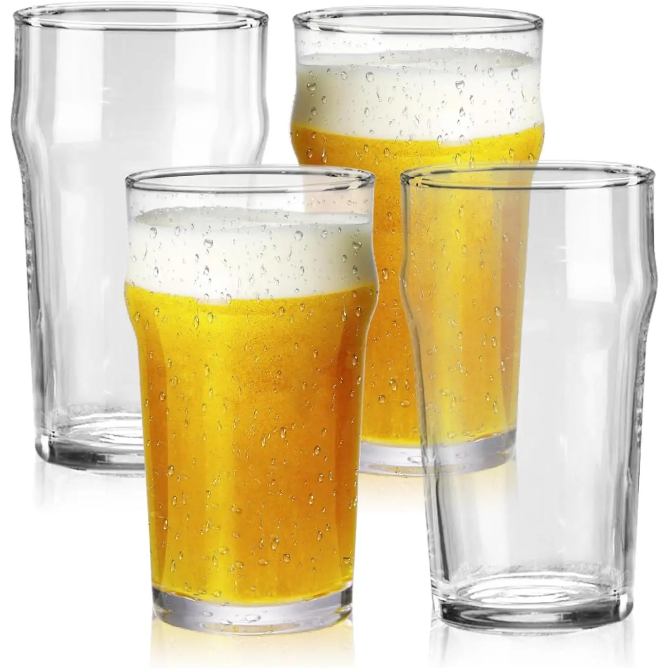 20 oz Glasses Set of 4- Easy to Stack & Classic Pint Glasses Large Pub ...