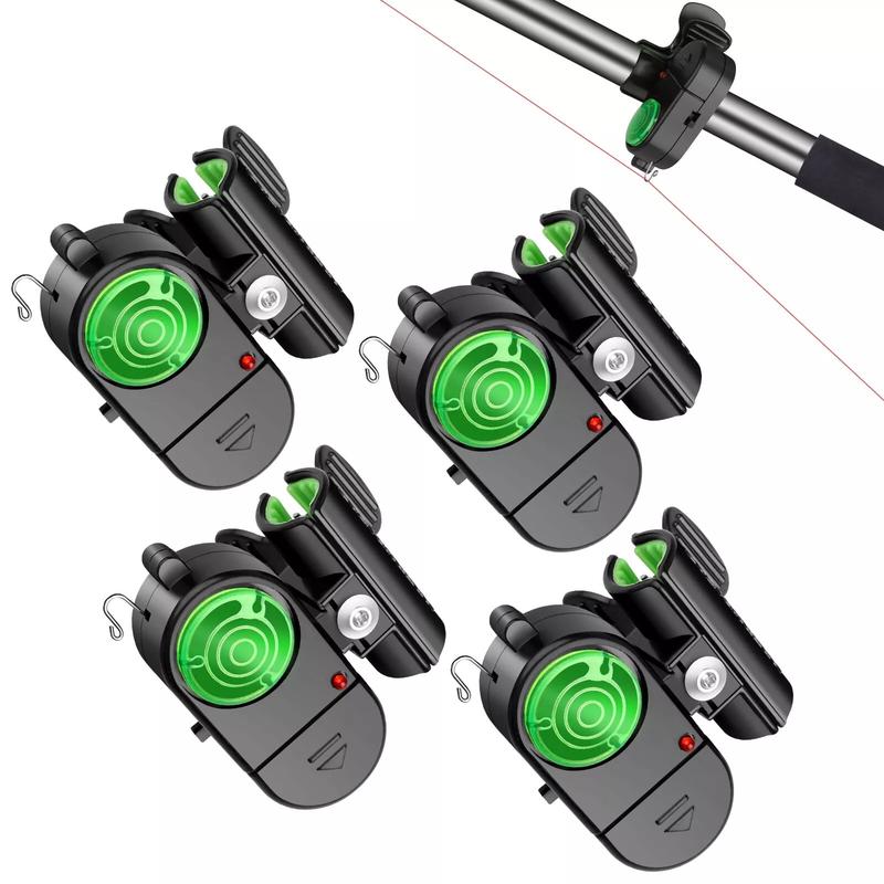 Electronic LED Light Fishing Bite Sound Alarm Alert Bell Clip - 4Pcs ...