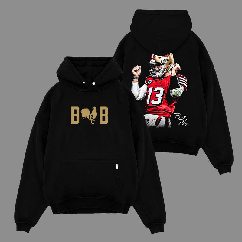 Brock Purdy 13 'Big Cock Brock' For Niner Gang Game Day Cotton Hoodie T ...