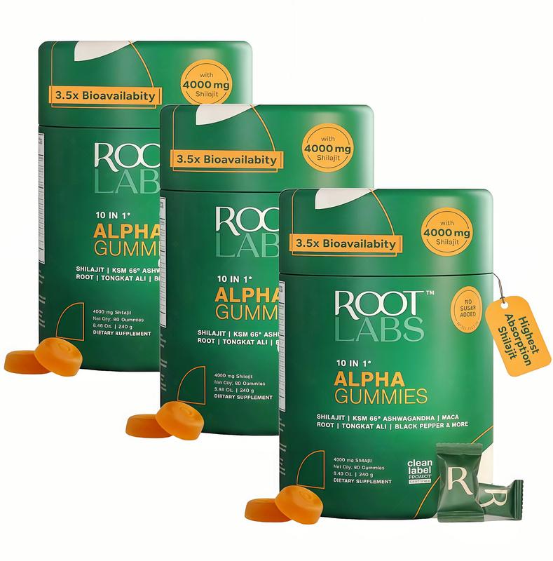 3 Piece Root Labs Alpha 10-in-1 Shilaiit Gummies 4000 mg Holiday Gift ...