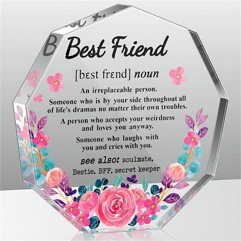 Acrylic Polygon Shaped Desktop Decor, Floral & Letter Patter - TikTok Shop
