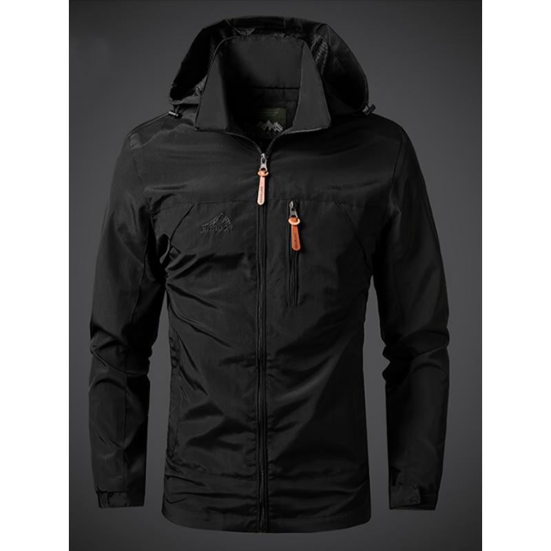 Men's Windproof Waterproof Jacket - Durable Polyester, Fully Zipped ...