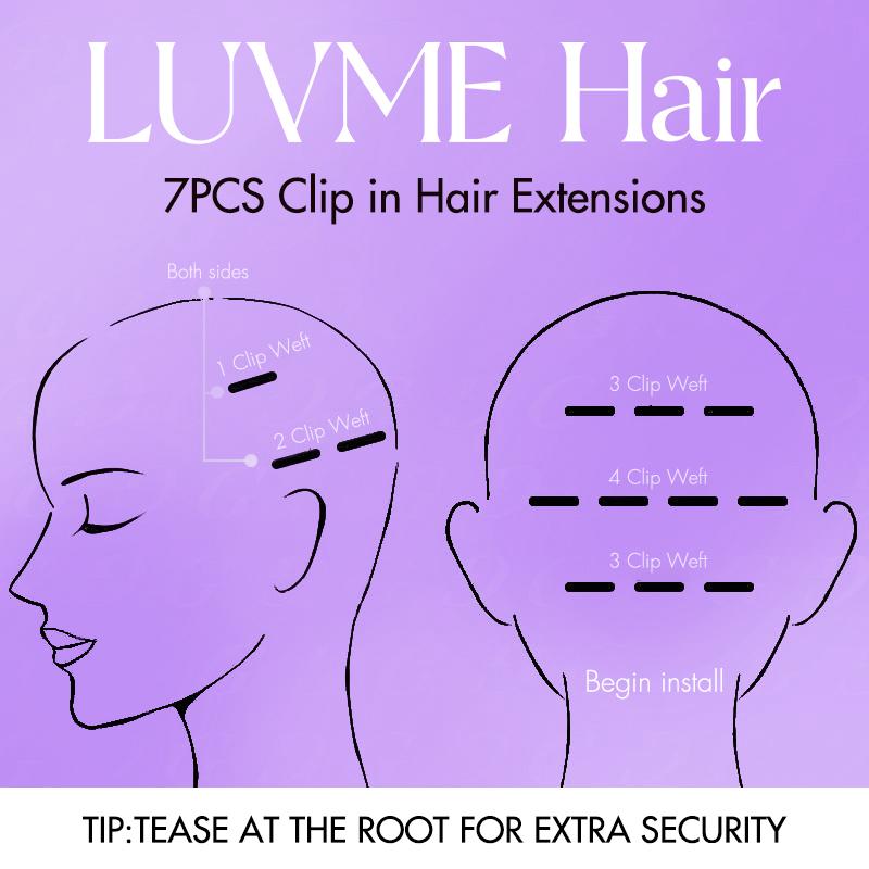 LUVME 100% Virgin Human Hair Extensions Seamless & Invisible Edge ...