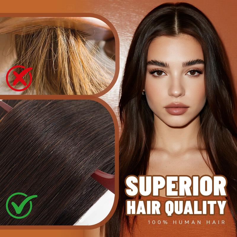 Luxetress 14-24 Inch Jet Black & Dark Brown Tape In Hair Extensions ...