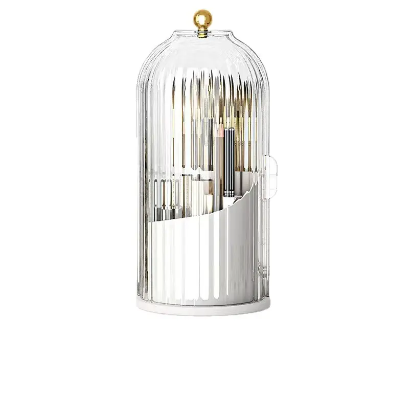 Rotating Cosmetic Brush Holder, Transparent Modern Birdcage Makeup ...