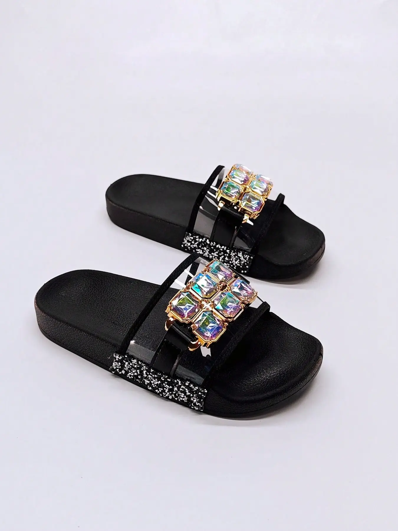 New Arrivals Black Shoes With Heart, Polka Dot Metal Buckle Casual Slip ...