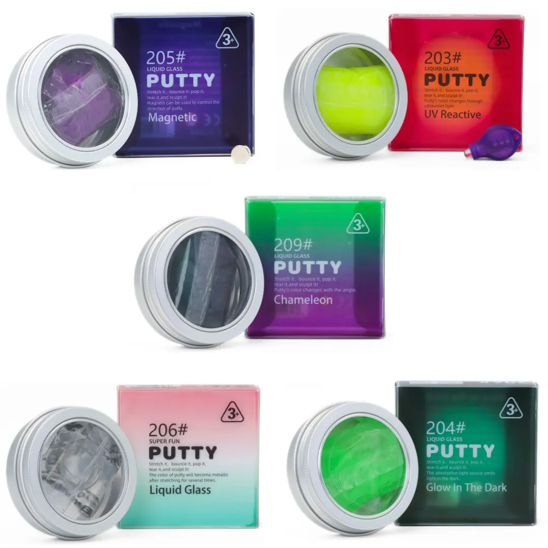 Smart Putty Collection – 5 Types: Magnetic, Liquid Glass, Chameleon, UV ...