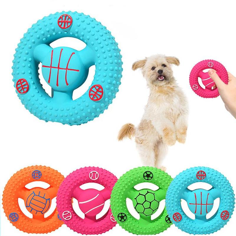 Frisbee Design Dog Chew Toy, 1 Count Pet Interactive Squeaky Toy, Pet ...