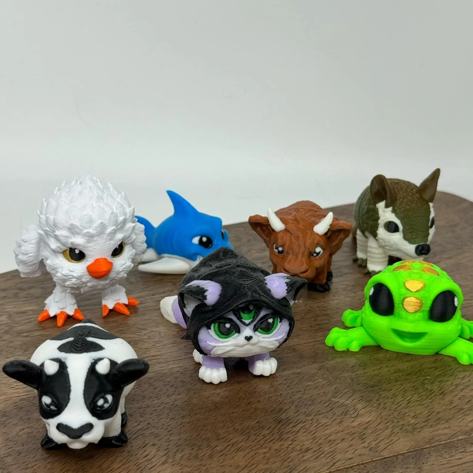 Puff Animals 3D Printed Articulated Statue Figures Cow Turtle Frog ...