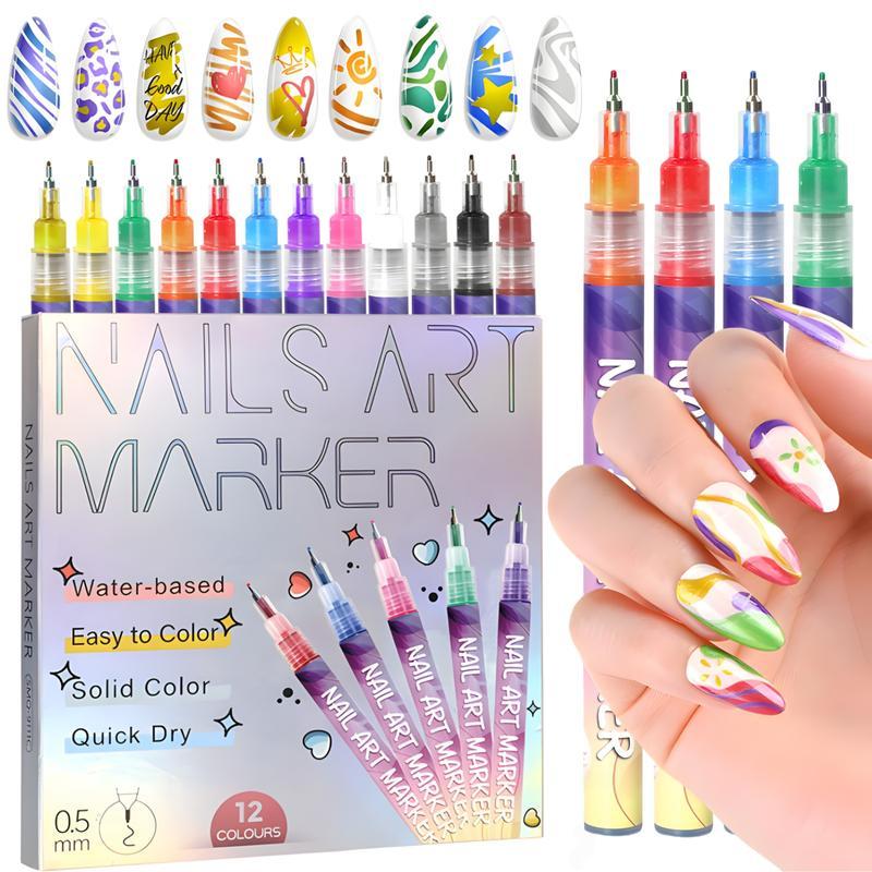 Professional Cutics DIY Graffiti Nail Art Marker Pen Set 12-color Quick ...
