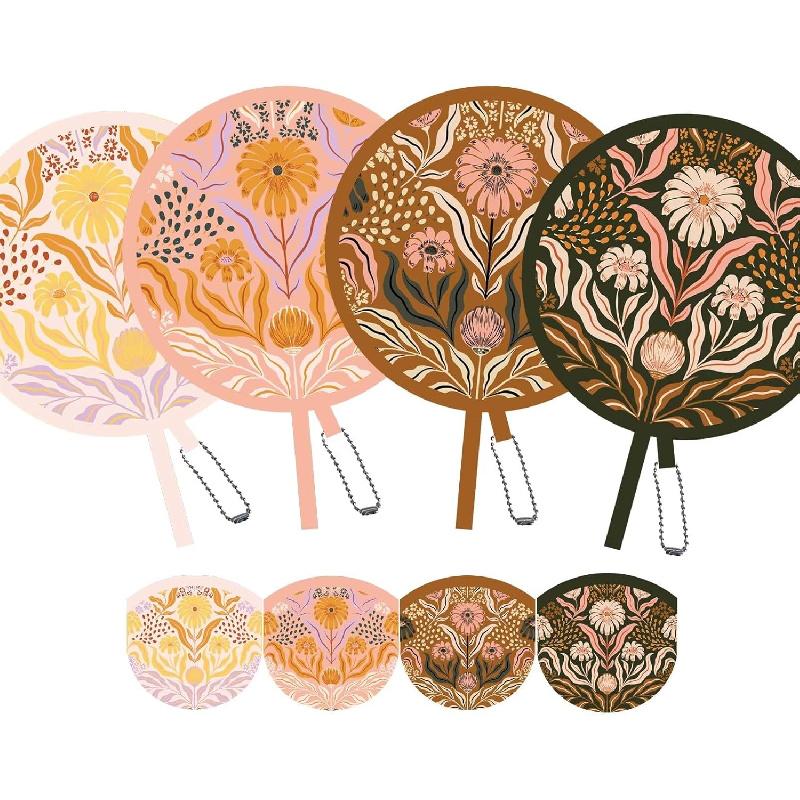 4 Pack Floral Hand Fan Foldable, Multi-Role Round Handheld Fans for ...