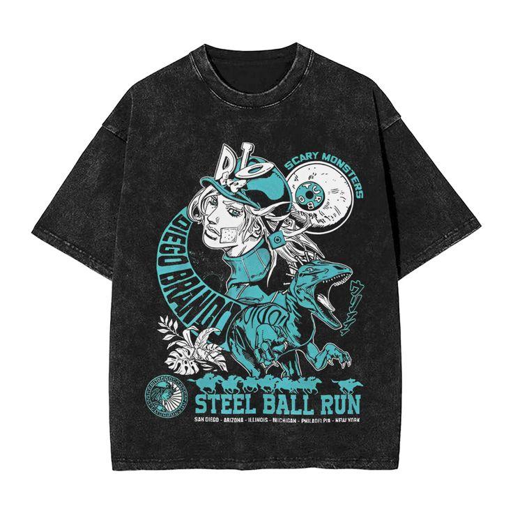 JOJO Steel Ball Run Anime Oversized T-Shirt, Heavyweight Cotton Shirt ...