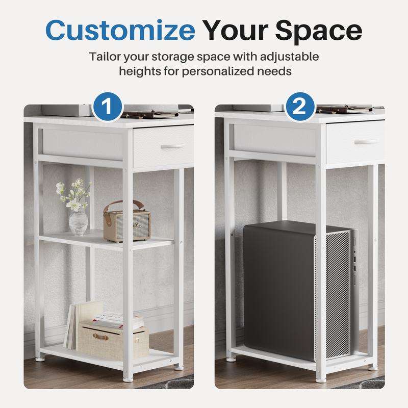 Desk with Fabric Drawers- for Bedroom, White Vanity Desk with Storage ...