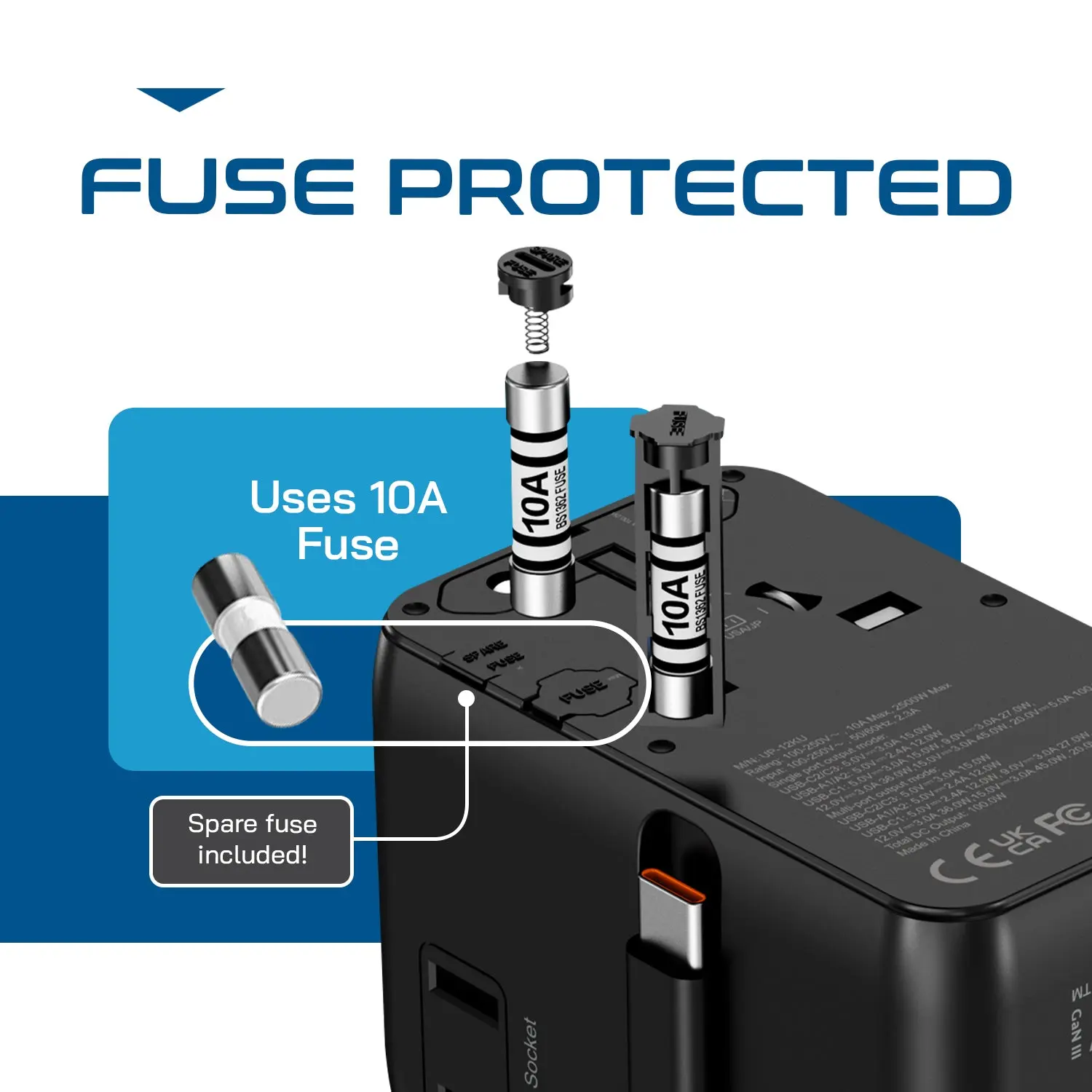 100W Universal Travel Adapter - 2 USB-C, 2 USB-A + 1 GaN 3.0 ...