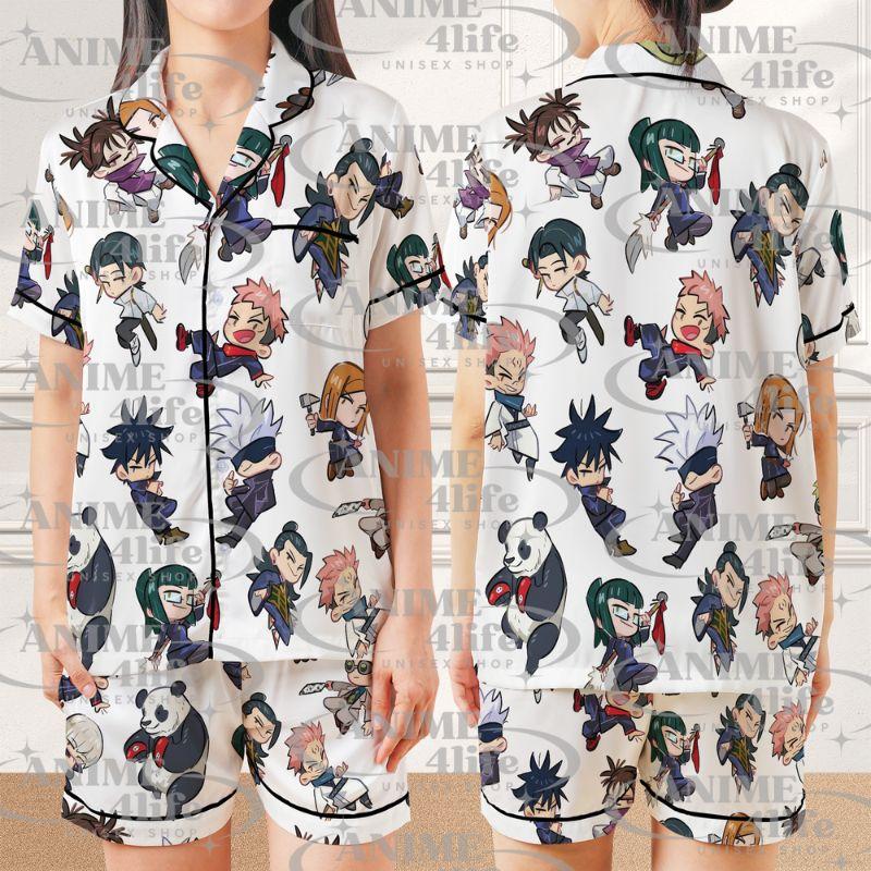 Jujutsu Kaisen Pajama Set, JJK Anime Pjm, Gojo Sukuna Satin Pajama ...