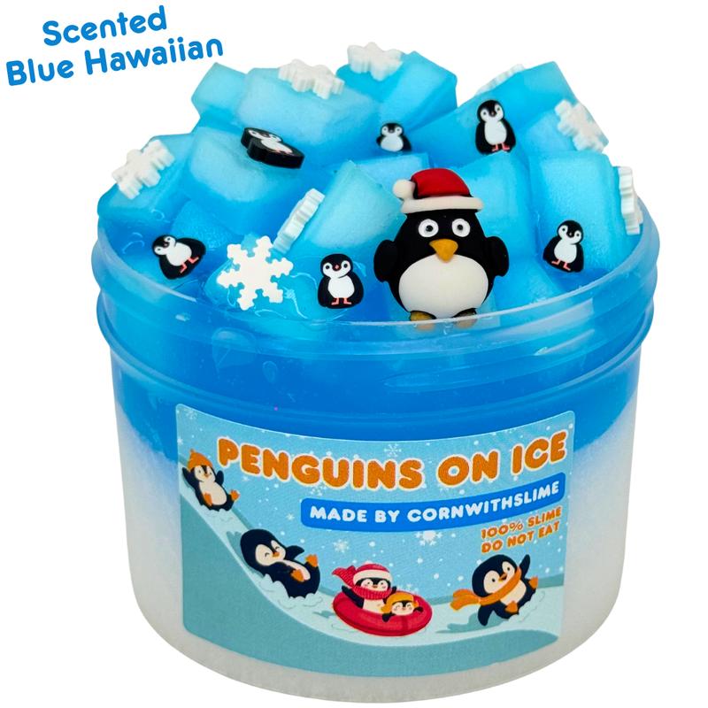 CornwithSlime Penguins On Ice 8oz Icee x Jelly Cube Slime Scented Blue ...