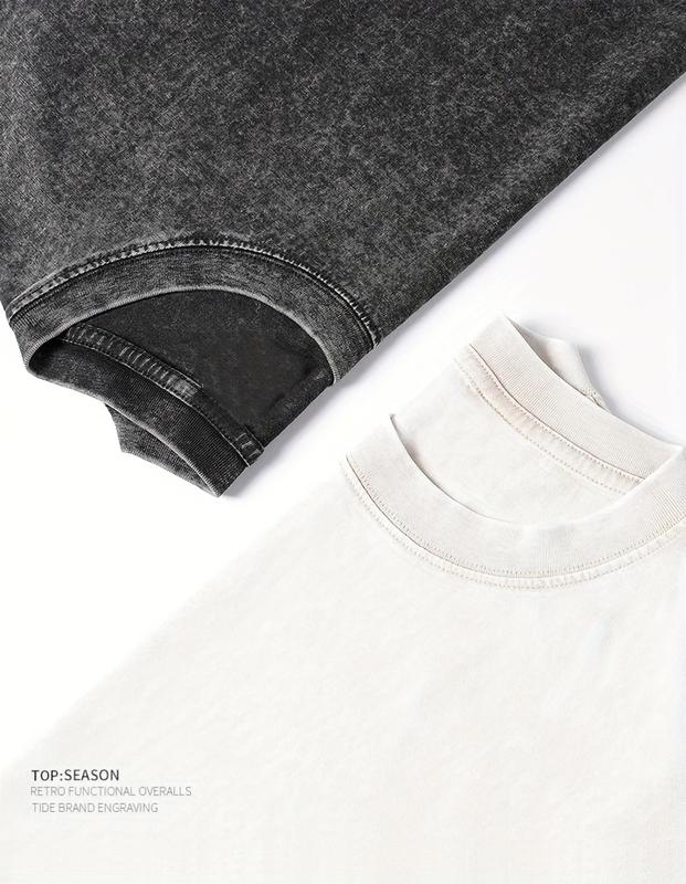 Men's Streetwear T-Shirt - Heavyweight 230gsm Double-Sided Washed Tee ...